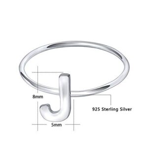 AOEDEJ 925 Sterling Silver Stackable Initial Letter Rings Capital Letter Ring Charm Initial Band for women (J, 6)