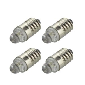 ruiandsion 4pcs e10 led bulbs 3v 6000k white led bulbs for torchlight flashlight torch light,negative earth