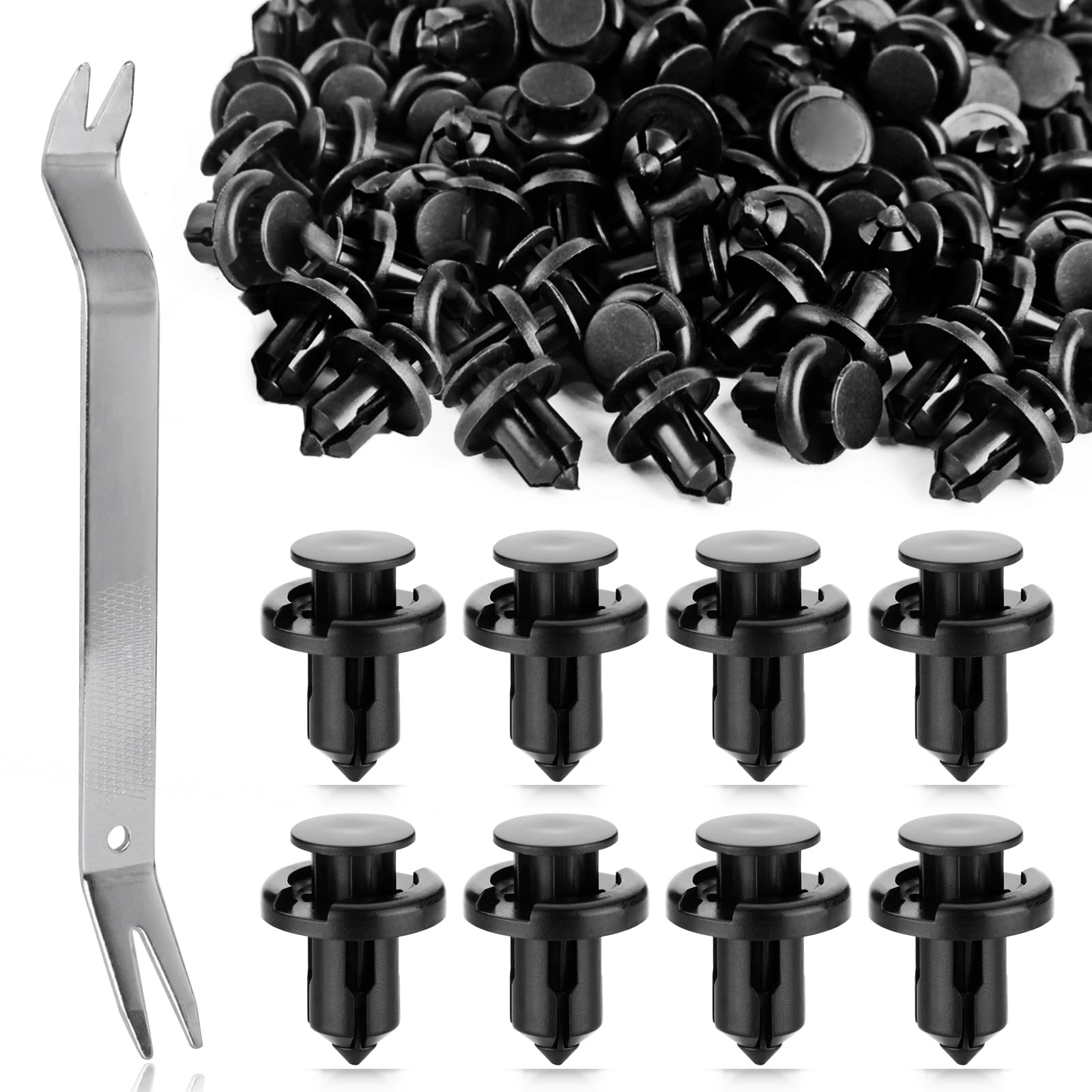 Xislet 120 Pcs POM Fastener Rivets Compatible with Honda Acura Accord Civic Fits Bumper and Fender Body Retainer Clips with Tool Replace - 91503-SZ3-003