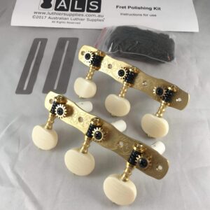 gotoh classical guitar machine heads (bonus als fret polishing kit) 35g1800-2m model tuners by gotoh japan solid brass with ivoroid buttons - fret polishing kit by australian luthier supplies