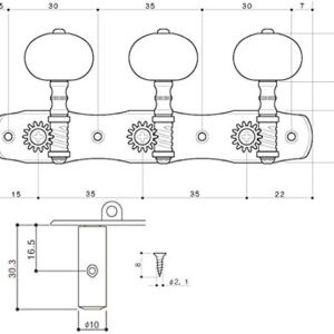 Gotoh Classical Guitar Machine Heads (Bonus ALS Fret Polishing Kit) 35G1800-2M Model Tuners by Gotoh Japan Solid Brass with Ivoroid Buttons - Fret Polishing Kit by Australian Luthier Supplies