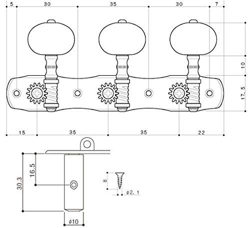 Gotoh Classical Guitar Machine Heads (Bonus ALS Fret Polishing Kit) 35G1800-2M Model Tuners by Gotoh Japan Solid Brass with Ivoroid Buttons - Fret Polishing Kit by Australian Luthier Supplies