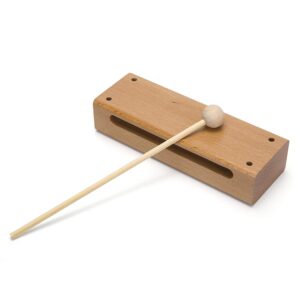 wood block musical instrument with mallet solid hardwood percussion rhythm blocks