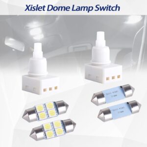 Xislet 924-798 Dome Lamp Switch Kit with 4 Bulbs Compatible with Tundra Honda Odyssey Accord Pilot Ridgeline Acura Dodge Ram Overhead Interior Map Light Switches