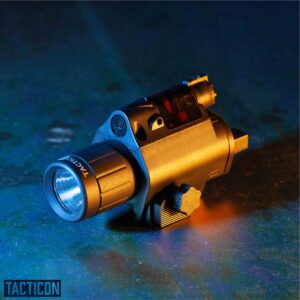 Tacticon Armament Green Laser Flashlight for Handgun or Rifle with Picatinny Rail Mount and Tail Switch (Green-Laser)