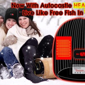 Autocastle Men Women Rechargeable Electric Warm Heated Hat Winter Battery Heat Skull Beanie (Pinstrip-Black, One Size)