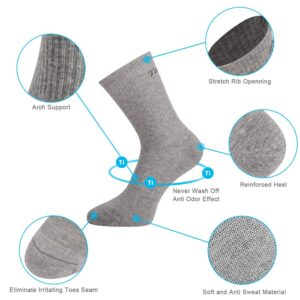 Toes&Feet Men's 5-Pack Black Anti Odor Resist Anti-Sweat Thin Cotton Crew Sports Socks, Size 6-12