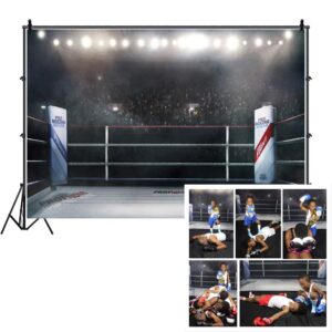 lfeey 10x7ft boxing ring backdrops for photography stadium cheer audience boxing theme party decorations party supplies men boy birthday background sportsman backdrop photoshoot studio props