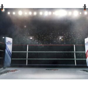 LFEEY 10x7ft Boxing Ring Backdrops for Photography Stadium Cheer Audience Boxing Theme Party Decorations Party Supplies Men Boy Birthday Background Sportsman Backdrop Photoshoot Studio Props