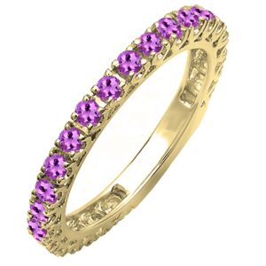 dazzlingrock collection round amethyst eternity stackable wedding band for women in 14k yellow gold size 8