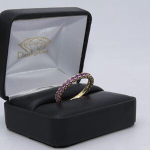 Dazzlingrock Collection Round Amethyst Eternity Stackable Wedding Band for Women in 14K Yellow Gold Size 8