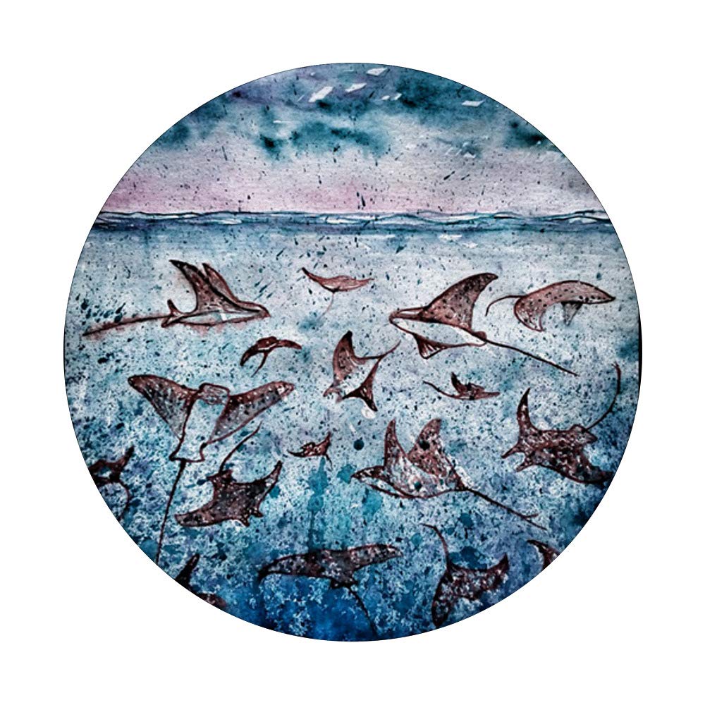 Cool Ocean Life with Manta Rays Gift for Sea Life Lovers PopSockets PopGrip: Swappable Grip for Phones & Tablets