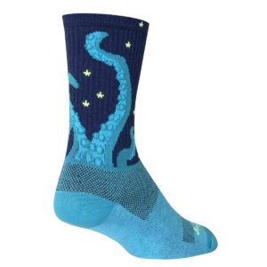 sockguy, men's crew socks, kraken, small/medium, 6 inch