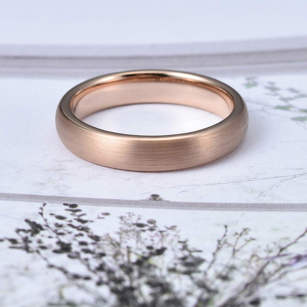 THREE KEYS JEWELRY Women Wedding Bands 4mm Rose Gold Tungsten Brushed Viking Carbide Ring with Jewels Infinity Unique for Her Size 7