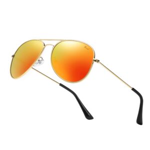 versol aviator sunglasses for men women mirrored lens uv400 protection lightweight polarized aviators sunglasses orange mirror lens