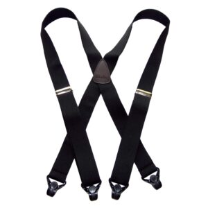 holdup brand classic series black 1 1/2" suspenders for men with usa patented black gripper clasp