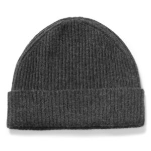 Fishers Finery Men's 100% Cashmere Winter Hat; Cuffed; Ribbed (Charcoal)