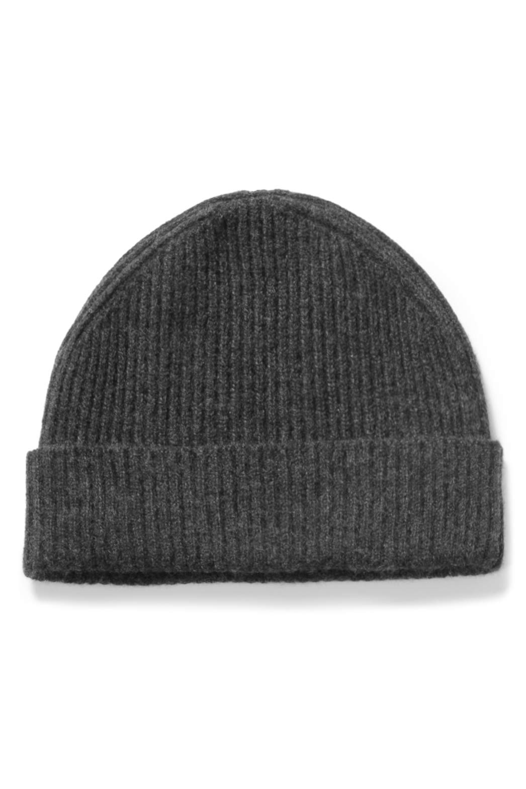 Fishers Finery Men's 100% Cashmere Winter Hat; Cuffed; Ribbed (Charcoal)