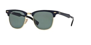 ray-ban rb3507 clubmaster aluminum 136/n5 51m black/arista/green polarized square sunglasses for men for women + bundle with designer iwear eyewear kit