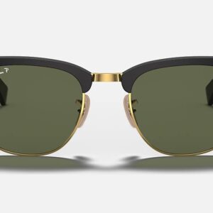 Ray-Ban RB3507 CLUBMASTER ALUMINUM 136/N5 51M Black/Arista/Green POLARIZED Square Sunglasses For Men For Women + BUNDLE with Designer iWear Eyewear Kit