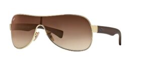 ray-ban rb3471 001/13 32m arista/brown gradient shield sunglasses for men for women + bundle with designer iwear eyewear kit