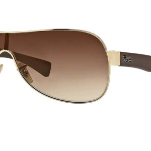 Ray-Ban RB3471 001/13 32M Arista/Brown Gradient Shield Sunglasses For Men For Women + BUNDLE with Designer iWear Eyewear Kit