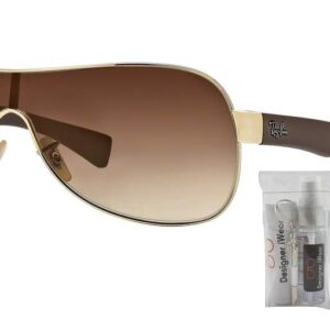 Ray-Ban RB3471 001/13 32M Arista/Brown Gradient Shield Sunglasses For Men For Women + BUNDLE with Designer iWear Eyewear Kit