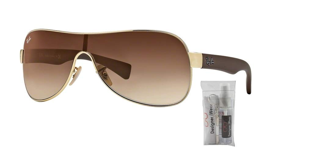 Ray-Ban RB3471 001/13 32M Arista/Brown Gradient Shield Sunglasses For Men For Women + BUNDLE with Designer iWear Eyewear Kit