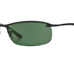 Ray-Ban RB3183 006/71 63M Matte Black/Green Rectangular Sunglasses For Men+ BUNDLE with Designer iWear Eyewear Kit