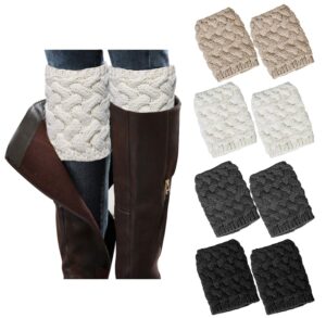 loritta womens boot socks winter warm crochet knitted boot cuffs topper socks short leg warmers gifts,a-style 01(4 pairs)