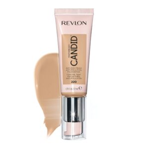 revlon photoready candid natural finish foundation, with anti-pollution, antioxidant, anti-blue light ingredients, 220 sand beige, 0.75 fl. oz.