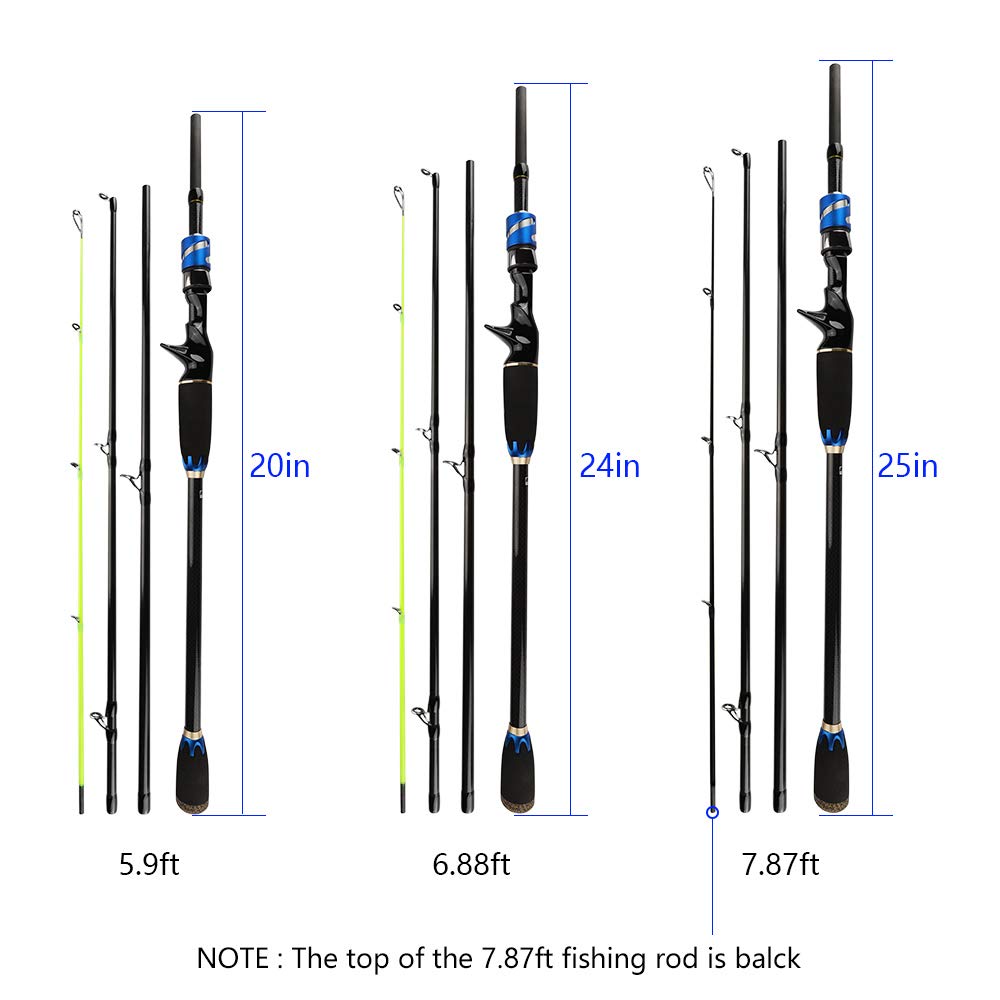 DAGEZI Best Baitcasting Rod for Saltwater 24 Ton Carbon Fiber Medium Heavy 6ft 7ft 8ft Casting Rod 4 Piece Fishing Rod Comfortable to Handle More Durable A Must Have