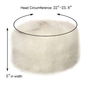 LA CARRIE Women's Faux Fur Hat for Winter with Stretch Cossack Russion Style(White)