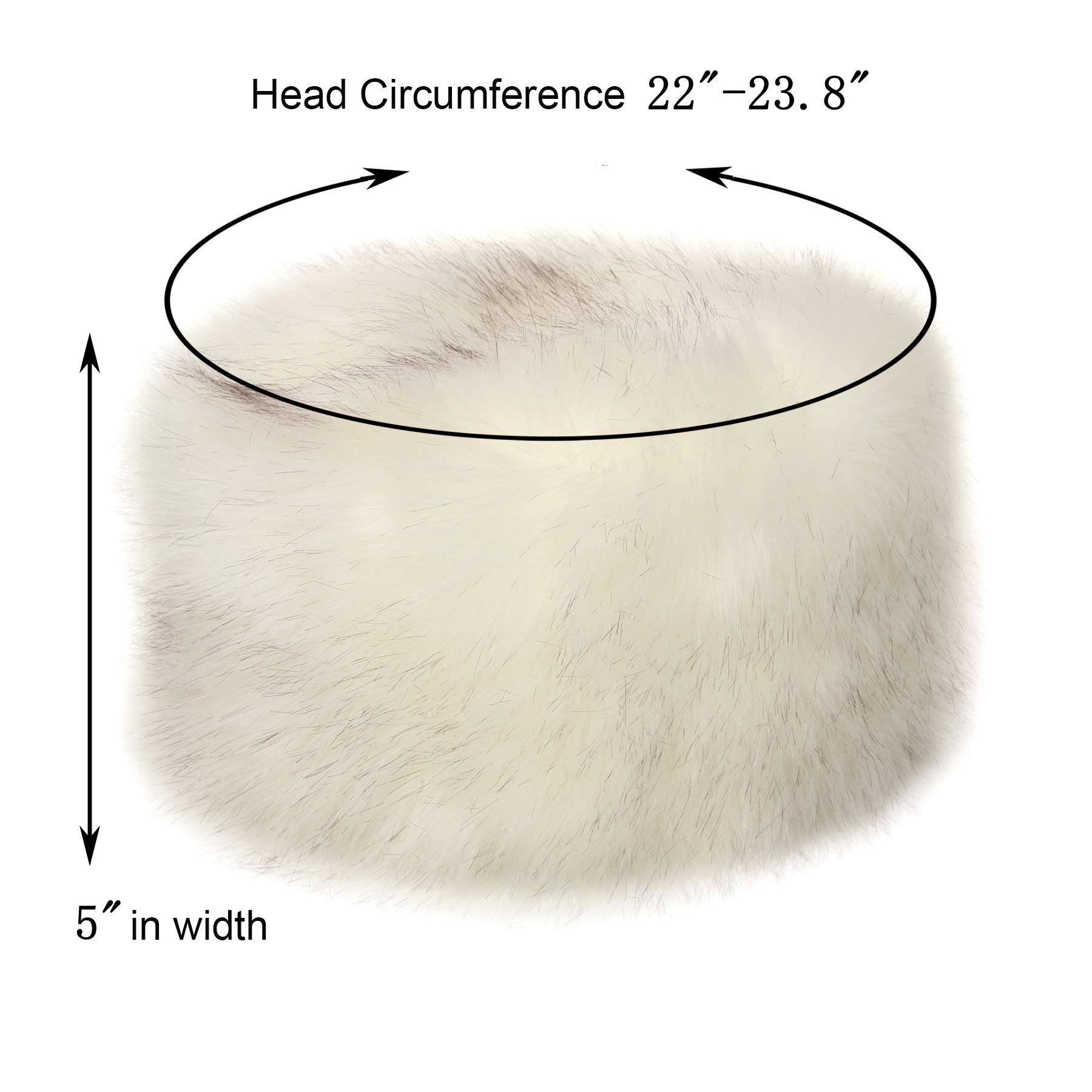 LA CARRIE Women's Faux Fur Hat for Winter with Stretch Cossack Russion Style(White)