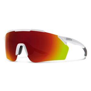 smith ruckus sunglasses – shield lens performance sports sunglasses for running, biking, mtb & more – for men & women – matte white + red chromapop mirror lens