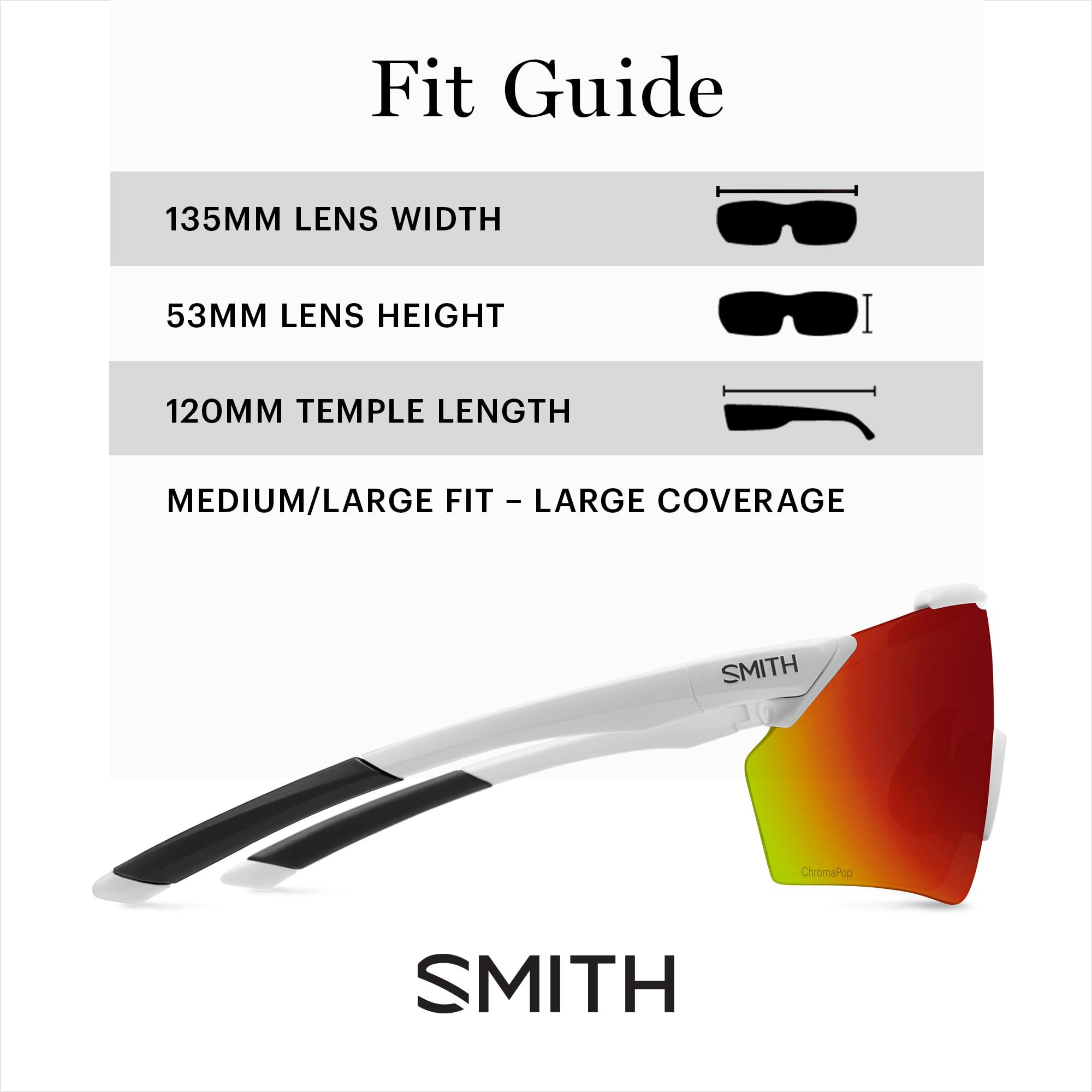 SMITH Ruckus Sunglasses – Shield Lens Performance Sports Sunglasses for Running, Biking, MTB & More – For Men & Women – Matte White + Red ChromaPop Mirror Lens