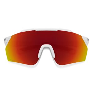 SMITH Ruckus Sunglasses – Shield Lens Performance Sports Sunglasses for Running, Biking, MTB & More – For Men & Women – Matte White + Red ChromaPop Mirror Lens