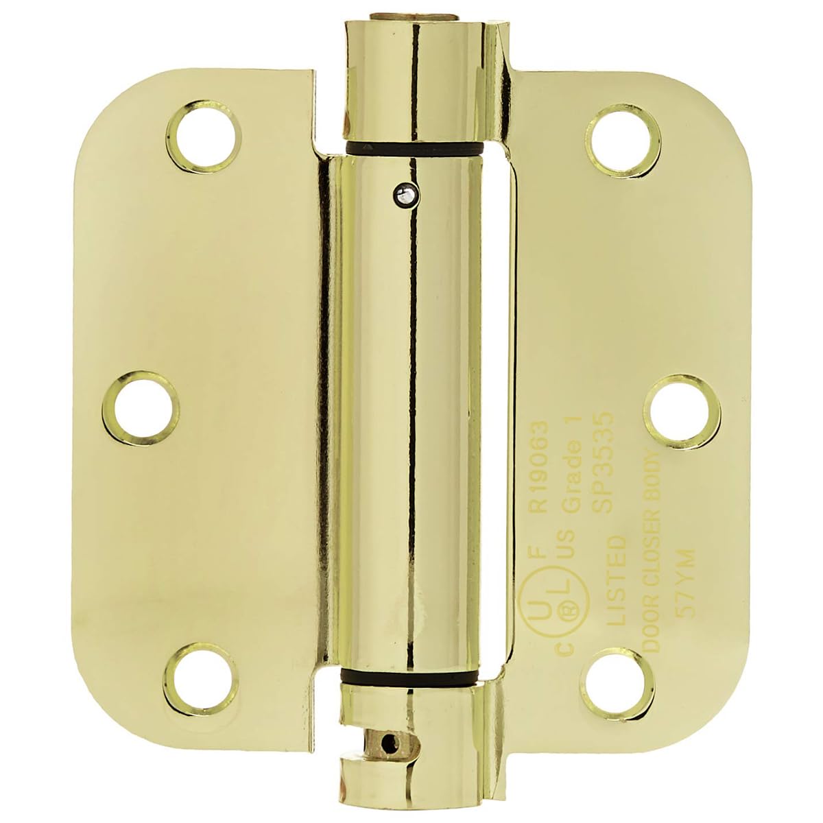 Amazon Basics Self-Closing Door Hinge, 3.5 Inch x 3.5 Inch, 1 Piece, Polished Brass