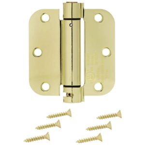 Amazon Basics Self-Closing Door Hinge, 3.5 Inch x 3.5 Inch, 1 Piece, Polished Brass