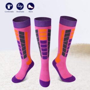 Soared Winter Ski Socks 2 Pairs Snowboard Snow Warm Knee Over the Calf OTC High Performance for Kids Womens Mens