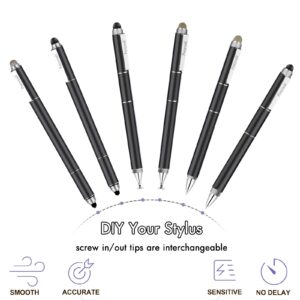 Penyeah Stylus Pen, 4 in 1 Disc Stylus Pens for Touch Screens, High Precision and Sensitivity Universal Capacitive Stylus, Stylist for Tablets,iPhone,iPad,Laptops with 4 Replacement Tips - Black