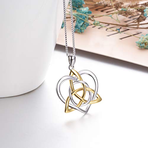 Celtic Jewelry Necklace Gifts Sterling Silver Good Luck Irish Vintage Triquetra Trinity Celtics Love Knot Pendant Necklace Christmas Gifts for Women Mother