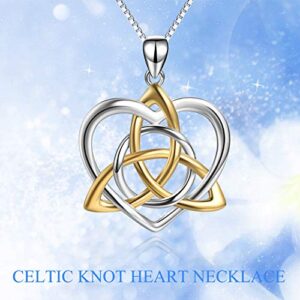 Celtic Jewelry Necklace Gifts Sterling Silver Good Luck Irish Vintage Triquetra Trinity Celtics Love Knot Pendant Necklace Christmas Gifts for Women Mother