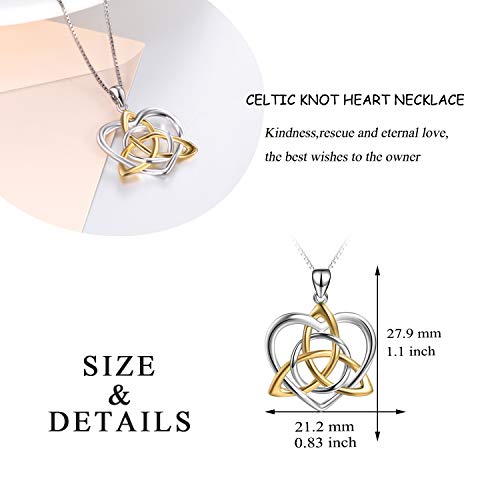 Celtic Jewelry Necklace Gifts Sterling Silver Good Luck Irish Vintage Triquetra Trinity Celtics Love Knot Pendant Necklace Christmas Gifts for Women Mother