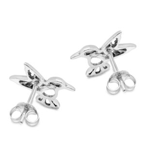 AeraVida Cute Little Hummingbird Gift Sterling Silver Post Stud Earrings, 0.59x0.59 inch