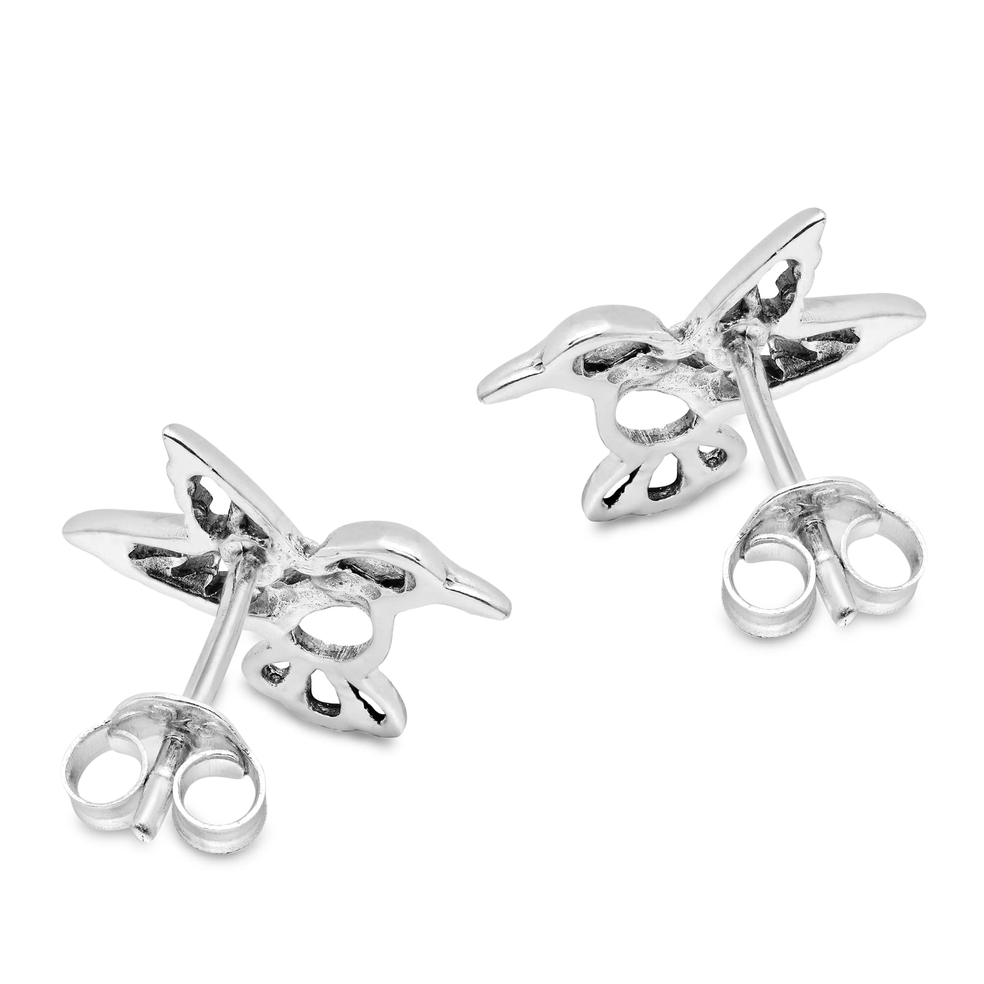 AeraVida Cute Little Hummingbird Gift Sterling Silver Post Stud Earrings, 0.59x0.59 inch