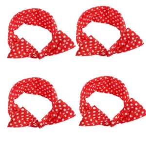 ahoney 4 pack bandanas for women, wire headband retro bowknot polka dot wire hair holders red hairband, 4 pieces