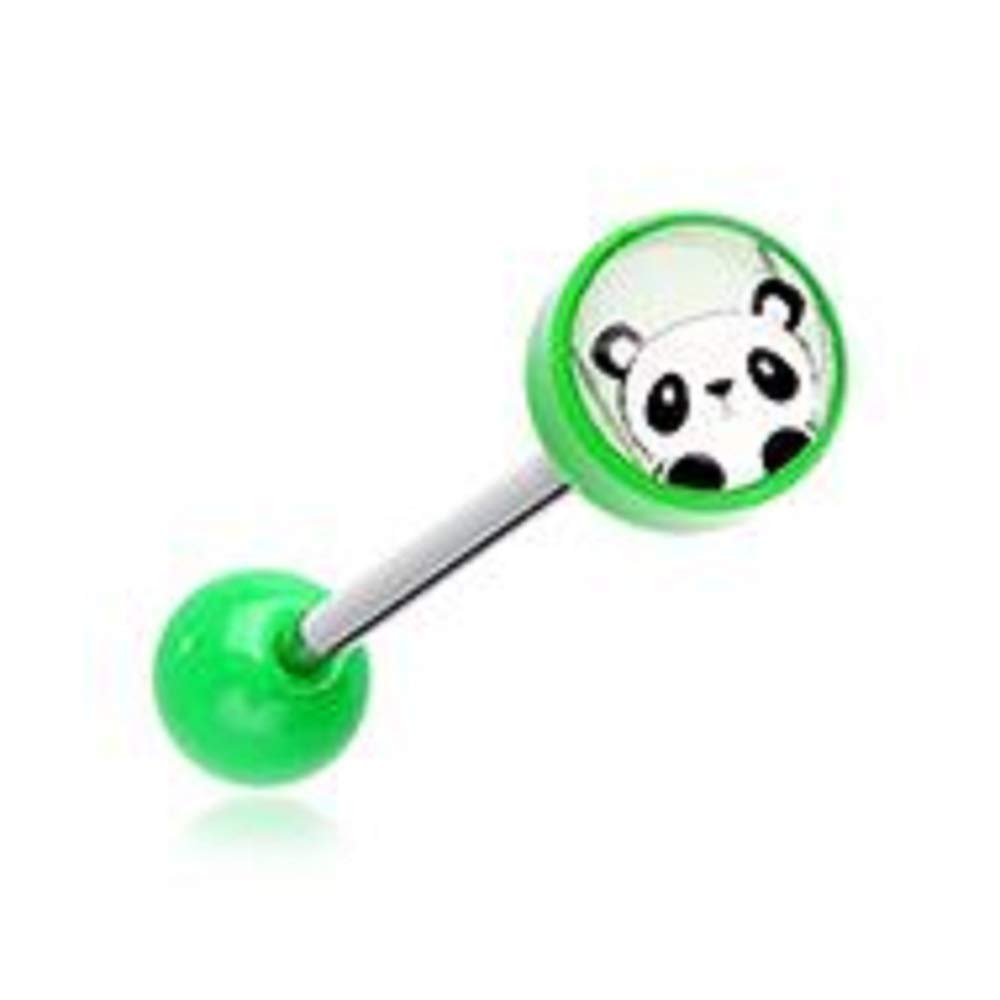 Peeking Panda Acrylic Logo WildKlass Barbell Tongue Ring