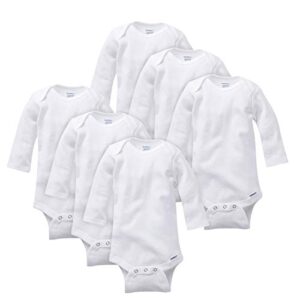 gerber unisex baby multi-pack long-sleeve onesies bodysuit mitten cuff sizes 6-pack white 24 months