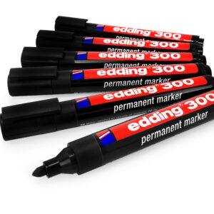 edding 300 permanent marker pen – 1.5 – 3mm bullet tip – black – pack of 6